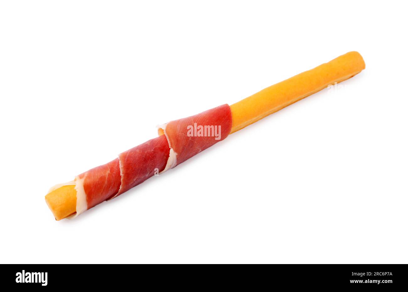 Delicious grissini stick with prosciutto isolated on white Stock Photo ...