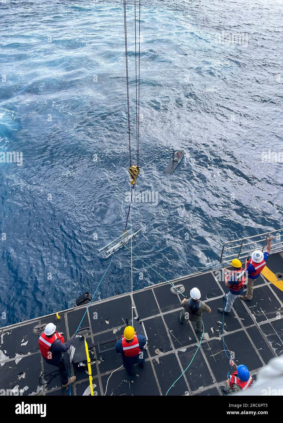 CARIBBEAN SEA (June 30, 2023) Sailors and civilian mariners launch a ...