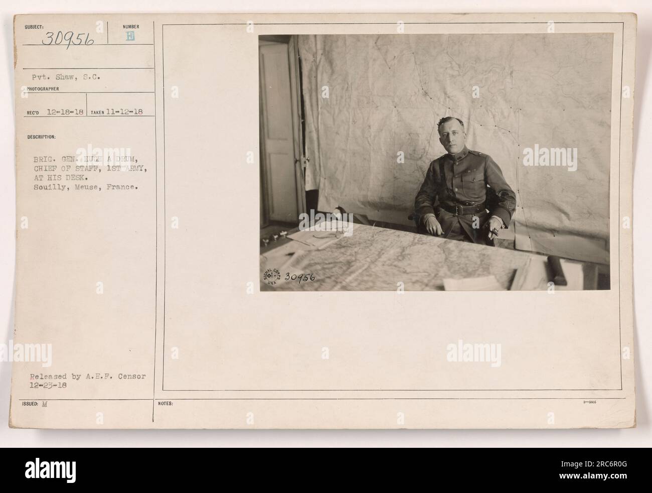 Pvt. Shaw, S.C., was photographed on 11-12-18. The image shows Brig. Gen. Hugh A. Drum, Chief of ...