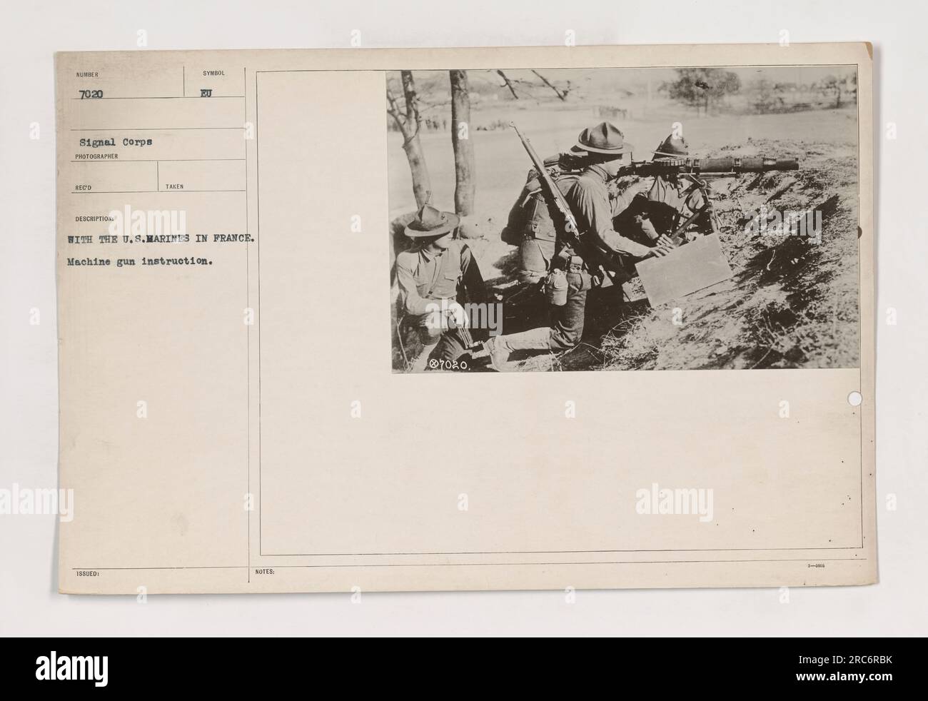 U.S. Marines in France receiving machine gun instruction. This ...