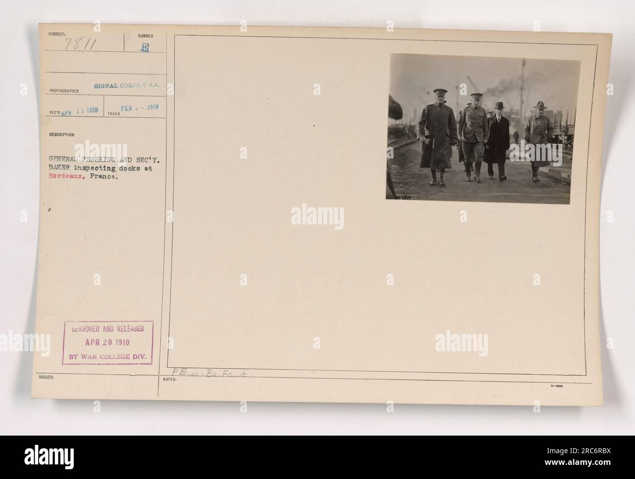 General Pershing and Secretary Baker inspecting docks at Bordeaux ...