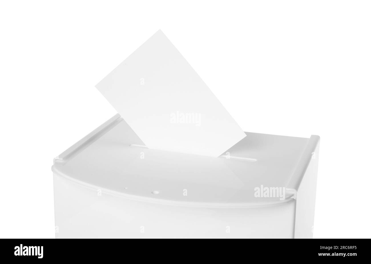 Ballot box with vote isolated on white. Election time Stock Photo - Alamy