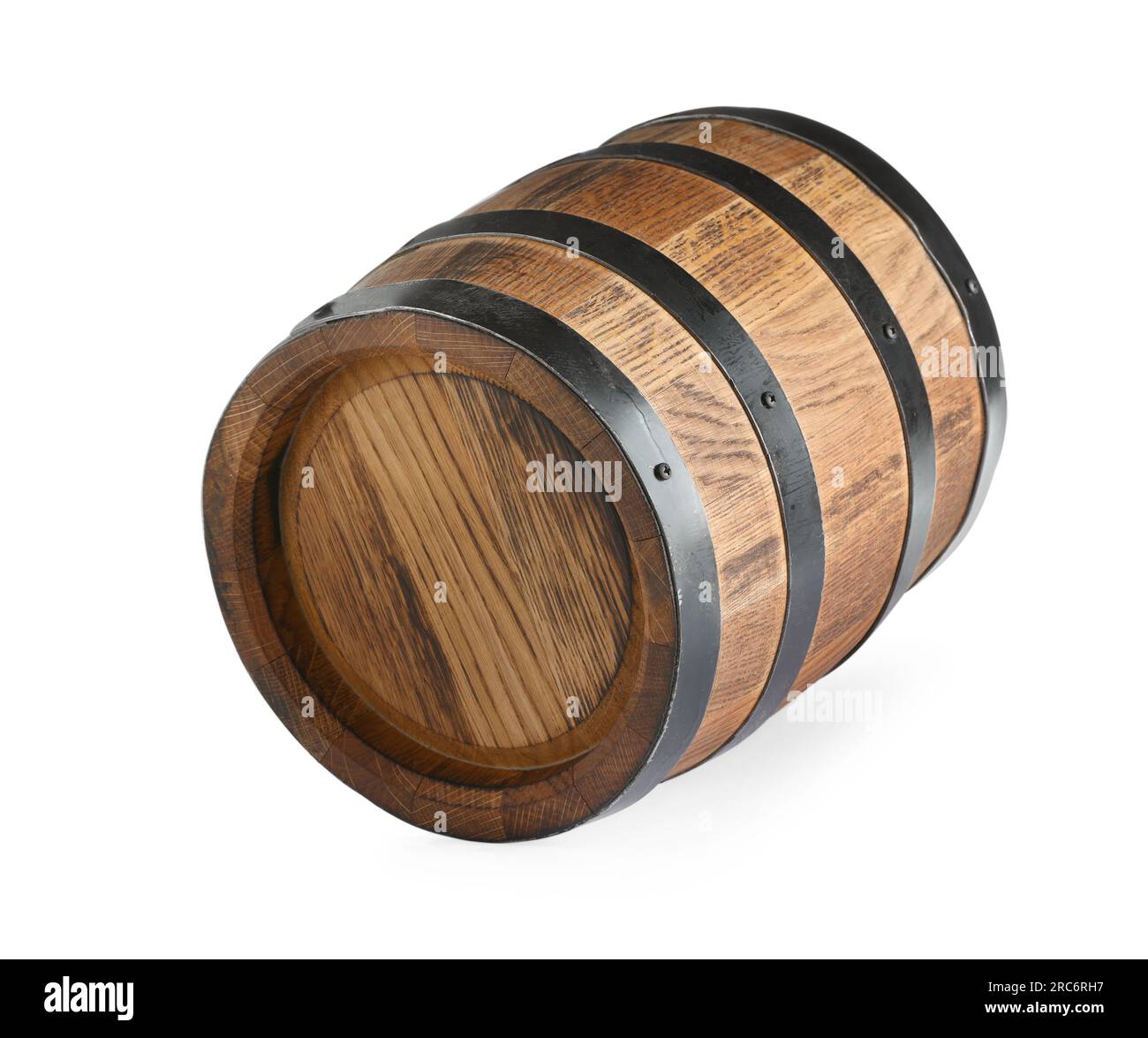 One traditional wooden barrel isolated on white Stock Photo - Alamy