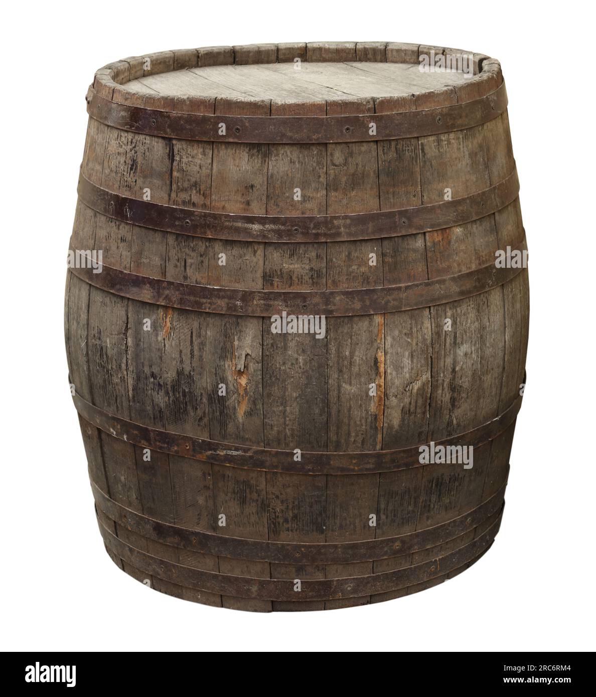 One wooden barrel with metal hoops isolated on white Stock Photo - Alamy