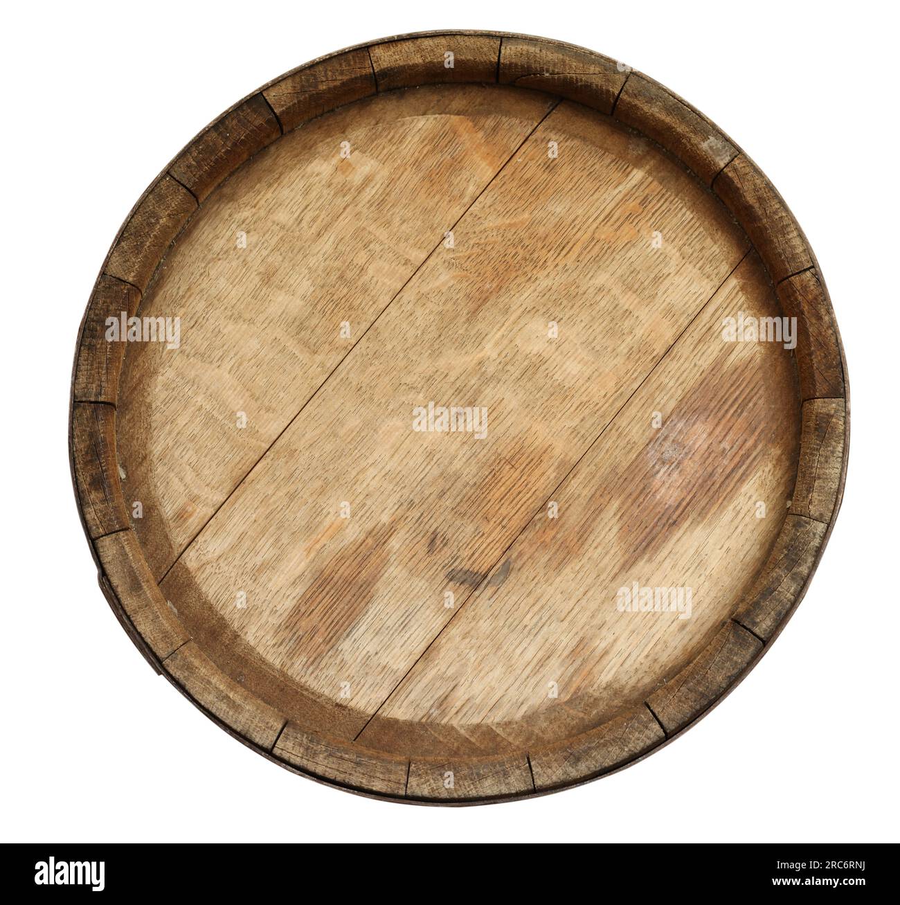 Wooden barrel isolated on white, top view Stock Photo - Alamy