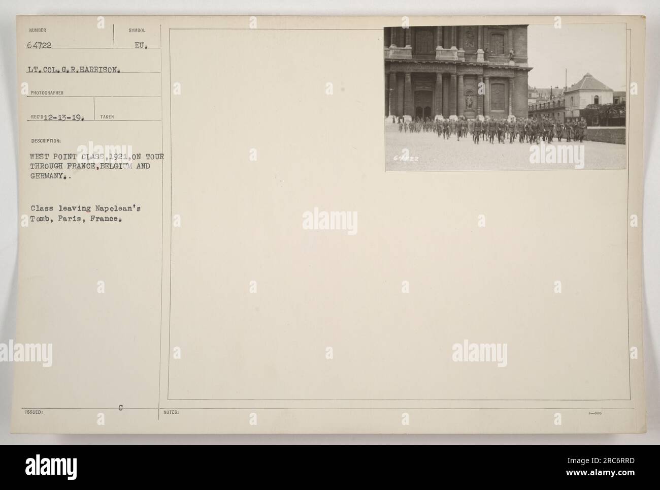 West Point Class of 1921 visiting Napoleon's tomb in Paris, France. The ...