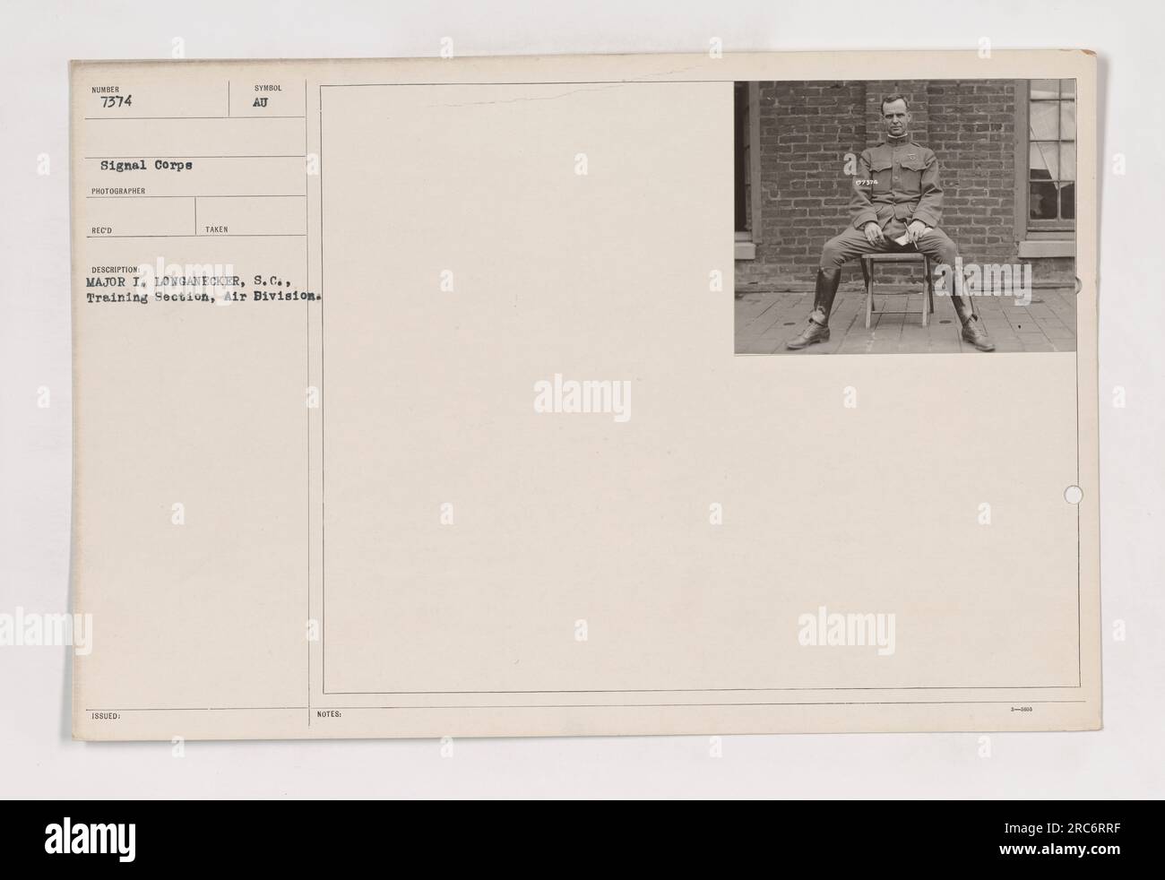 Major I. Longanecker of the Training Section, Air Division, part of the ...