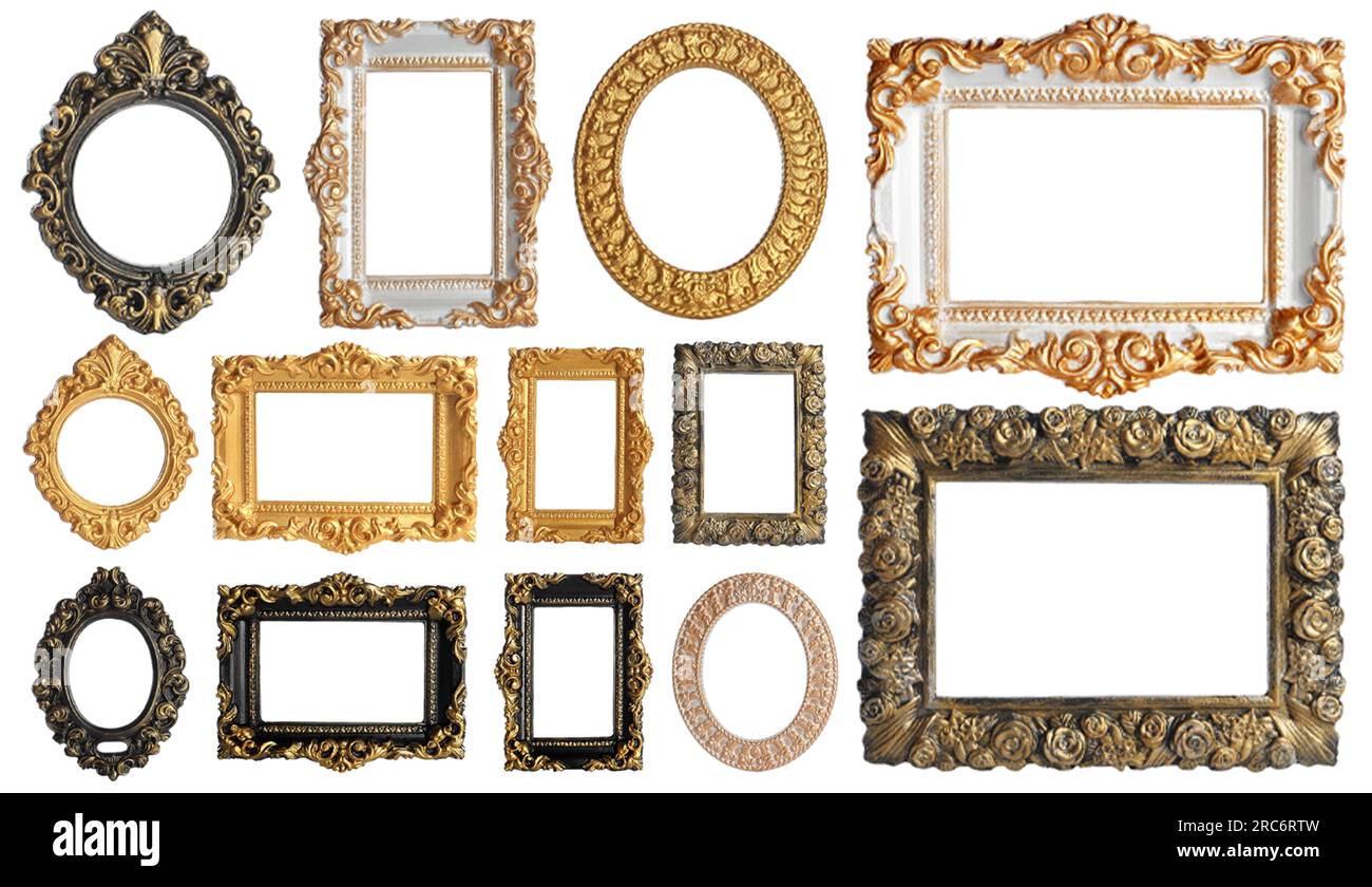Set of different old fashioned frames on white background Stock Photo ...