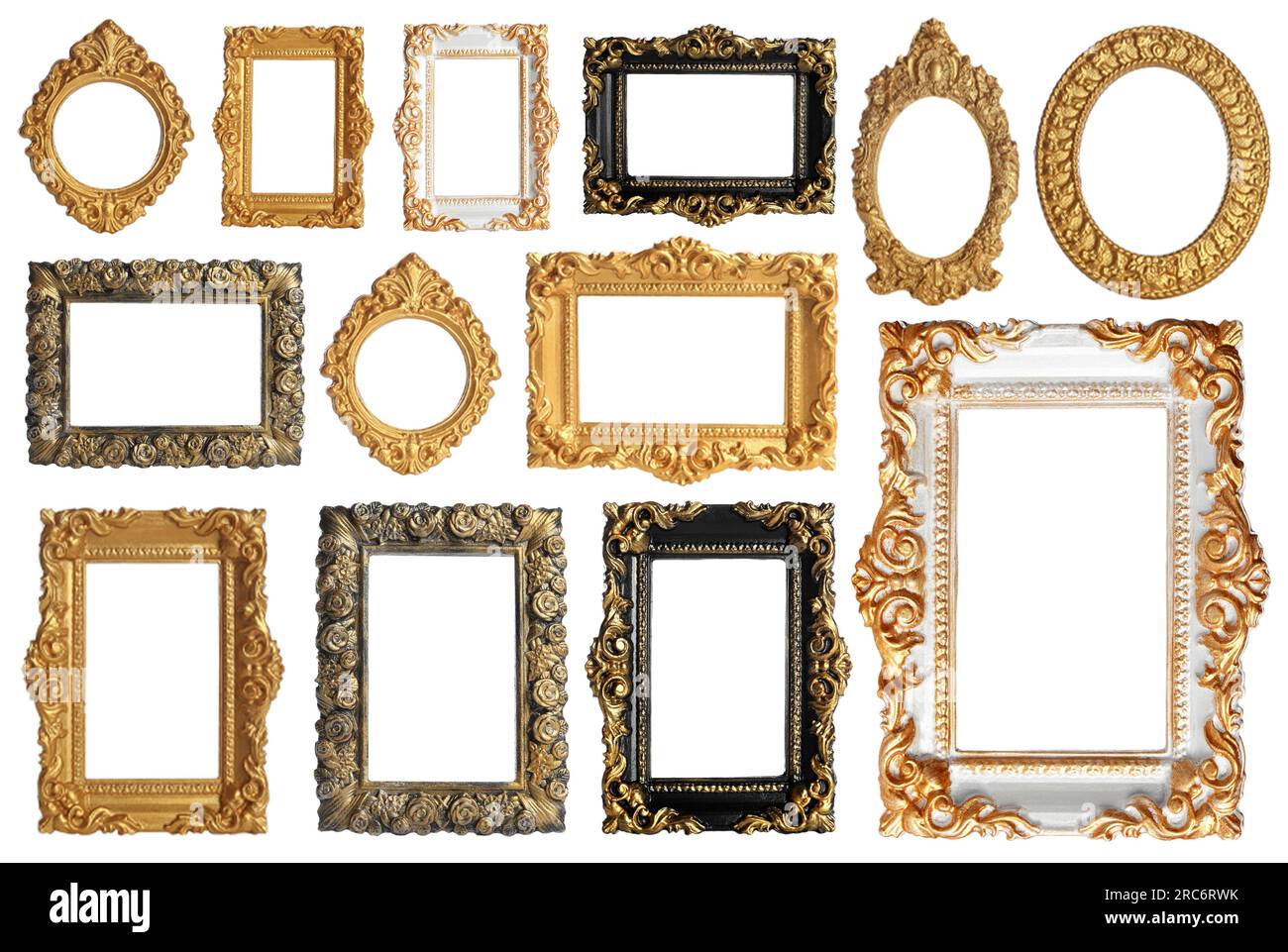 Set of different old fashioned frames on white background Stock Photo - Alamy