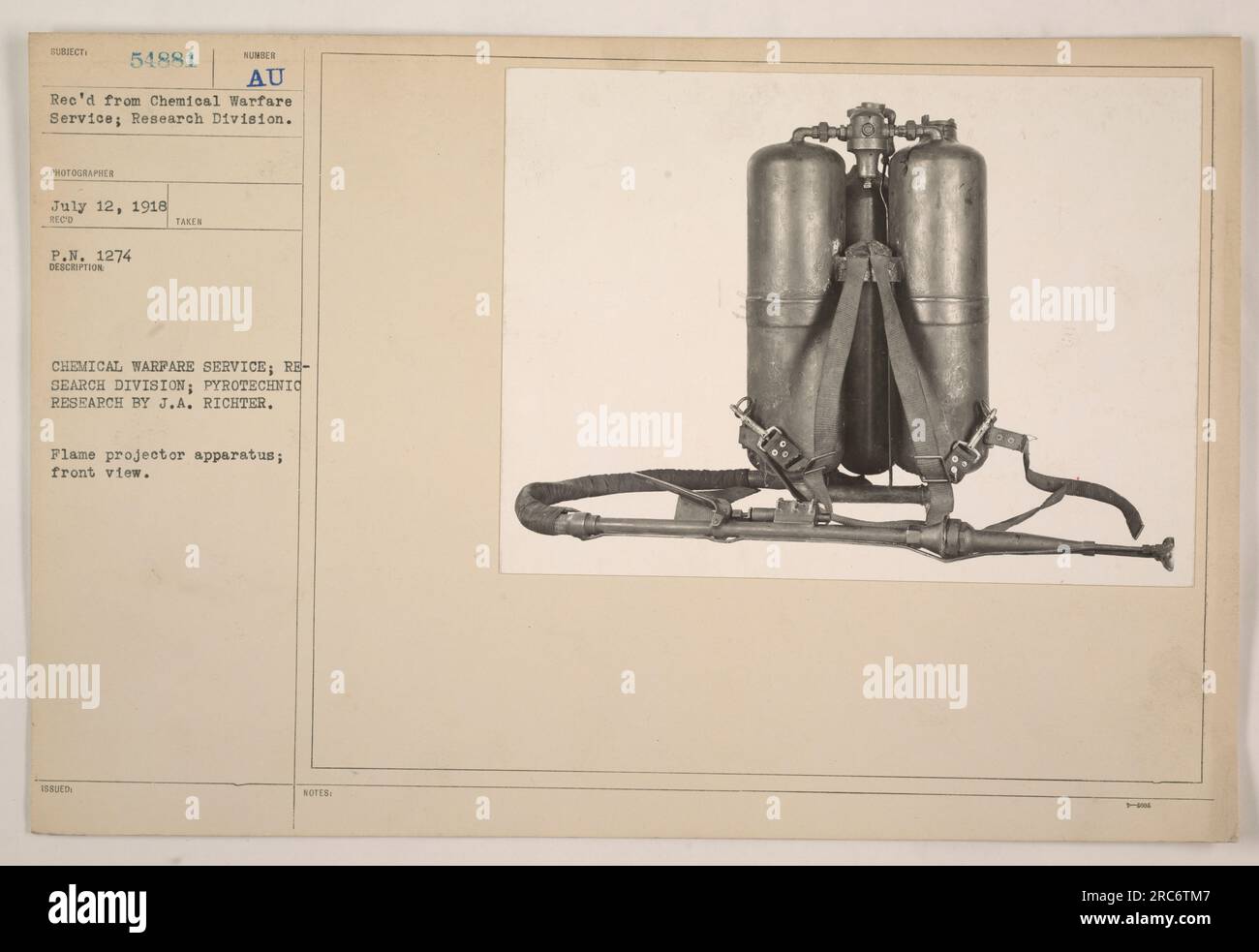 Image depicting a front view of a flame projector apparatus used for ...