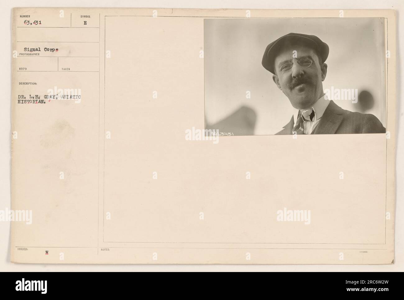 Portrait of Dr. L.H. Gray, an Asiatic Historian in the Signal Corps ...