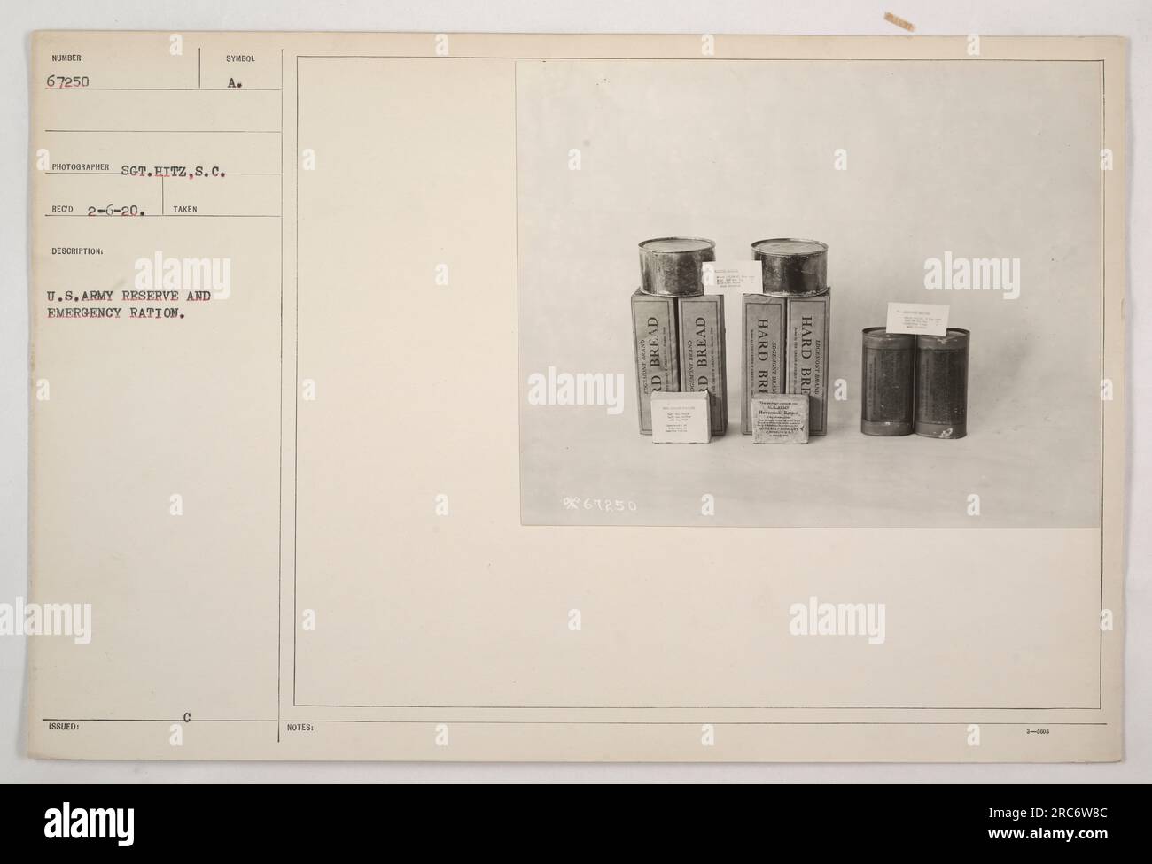 A photograph depicting U.S. Army reserve and emergency ration hard ...