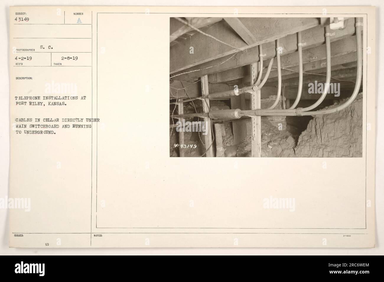 "Photograph of underground telephone installations at Fort Riley ...