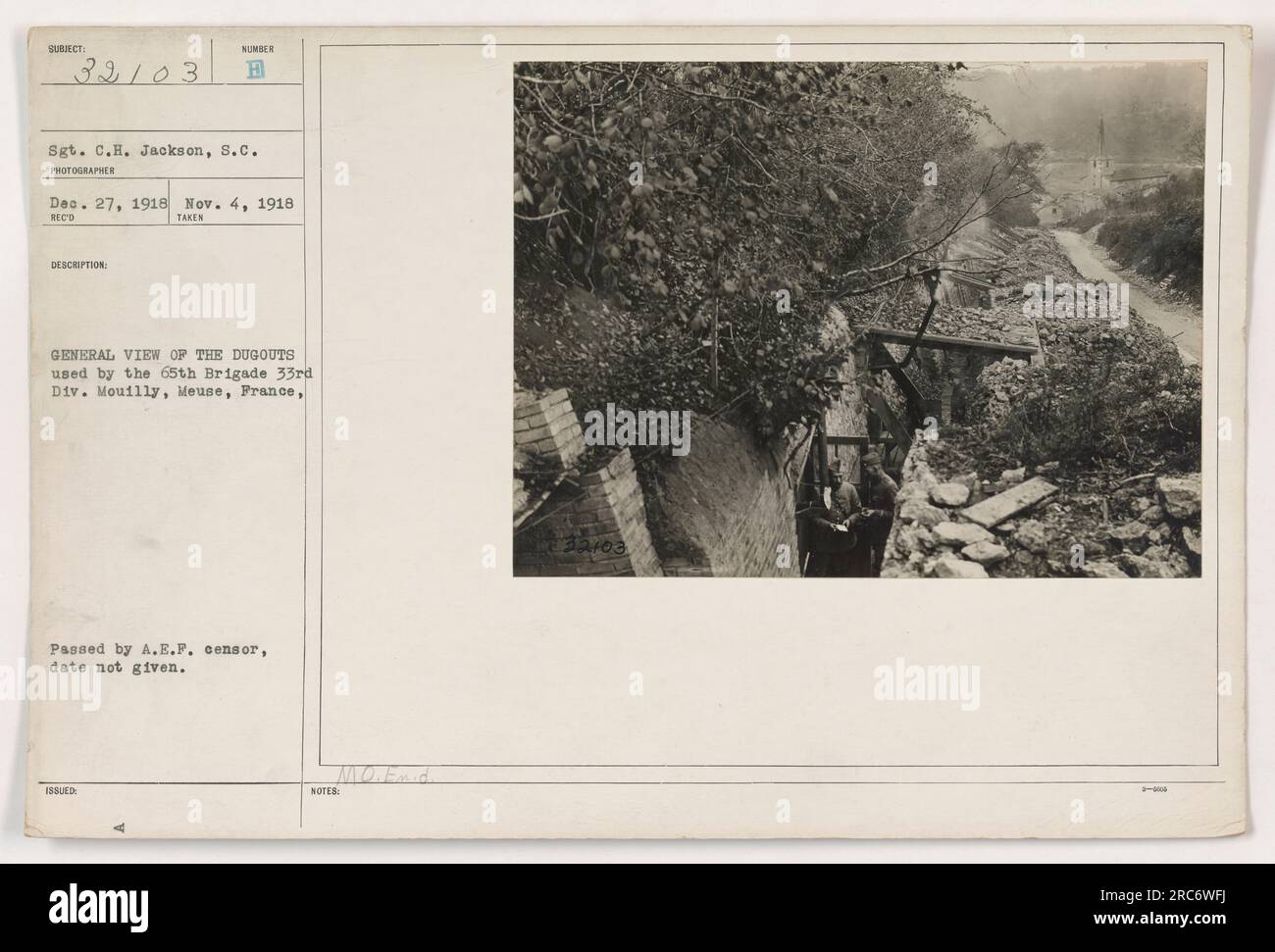 Sgt. C.H. Jackson captured a general view of the dugouts used by the ...