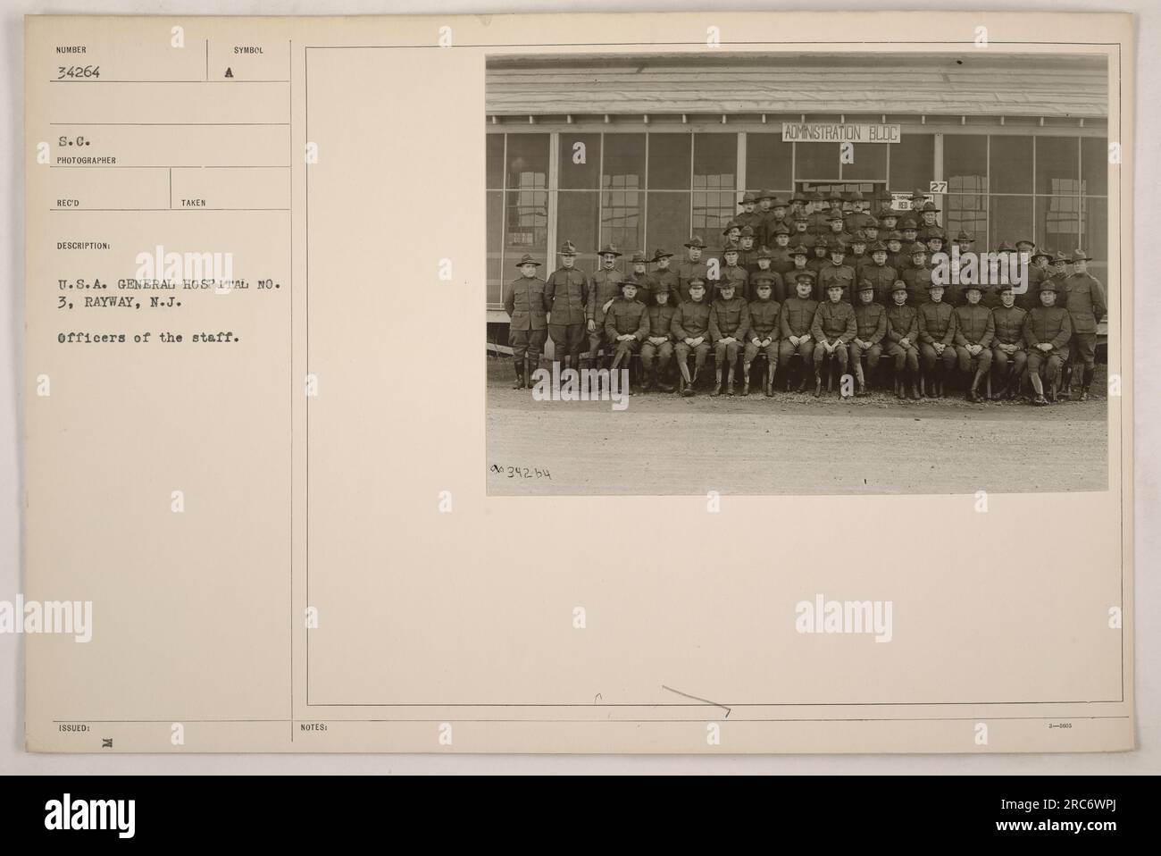 Officers of the staff at U.S.A. General Hospital No. 3 in Rayway, New ...