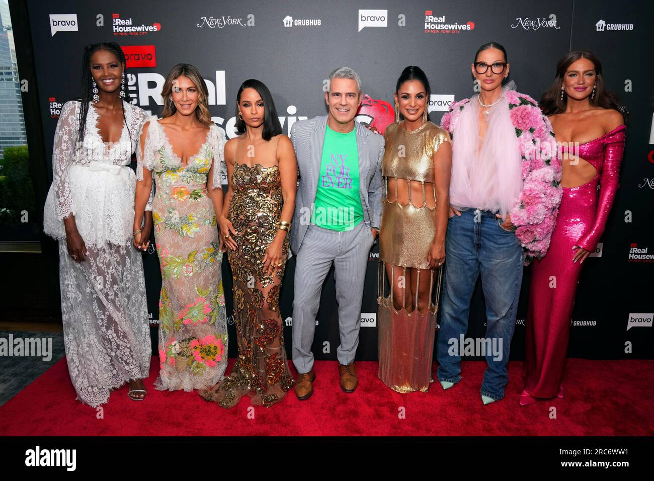 Ubah Hassan, from left, Erin Lichy, Sai De Silva, Andy Cohen, Jessel Taank, Jenna Lyons and ...