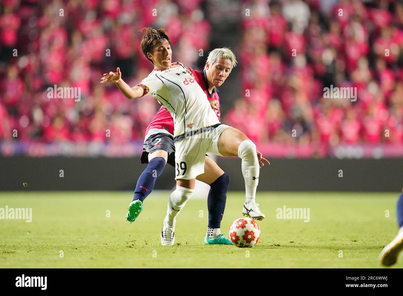 Osaka, Japan. 12th July, 2023. (L-R) Jin Izumisawa (Ardija), Riku ...