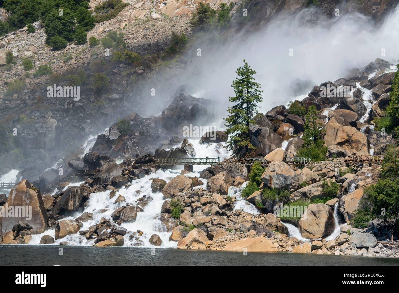 Wapama Falls is a well-known waterfall in Hetch Hetchy in Yosemite ...