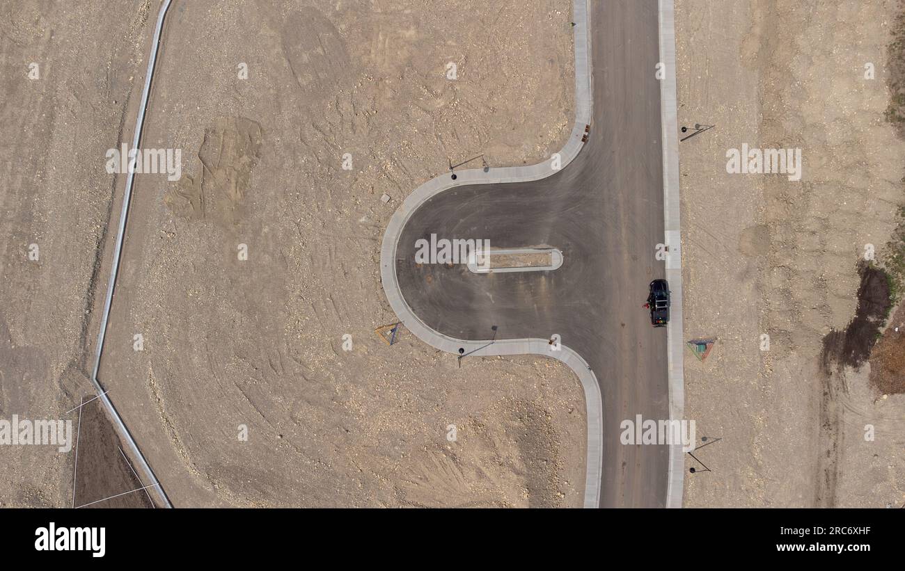 Aerial view of new suburban developments in the city of Calgary in ...
