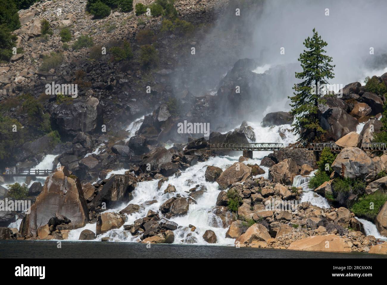 Wapama Falls is a well-known waterfall in Hetch Hetchy in Yosemite ...