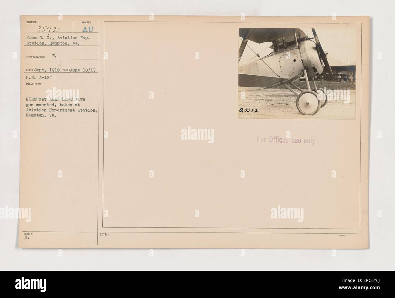 "A Nieuport aeroplane with a mounted gun photographed at the Aviation ...