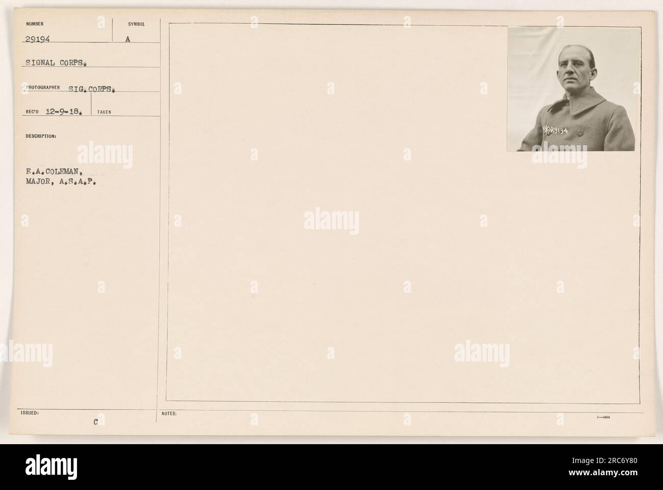 A photograph taken by Major R.A. Coleman, A.S.A.P., and issued as 29194 ...