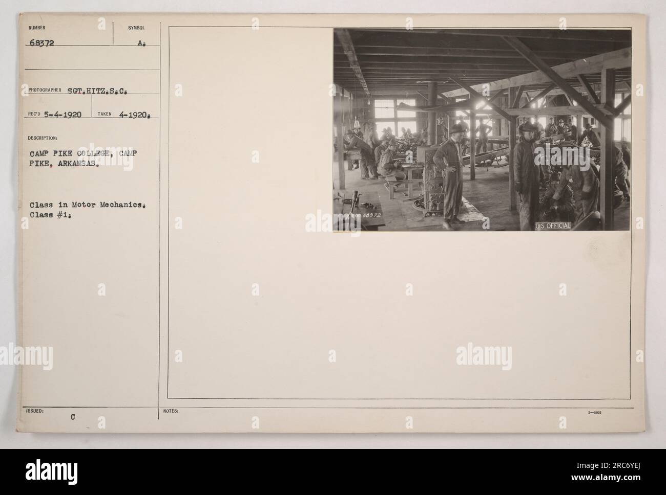 Image of a class in motor mechanics at Camp Pike College in Camp Pike ...