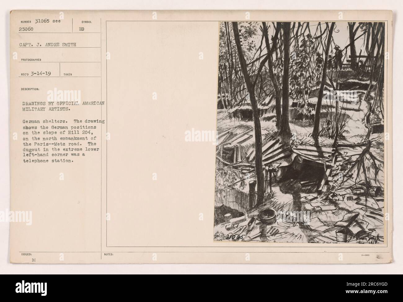 GERMAN SHELTERS: A photograph captured by Captain J. Andre Smith, an ...