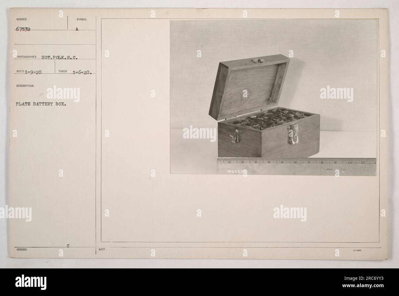 Image of a plate battery box from World War 1, photographed by Sot.Polk ...