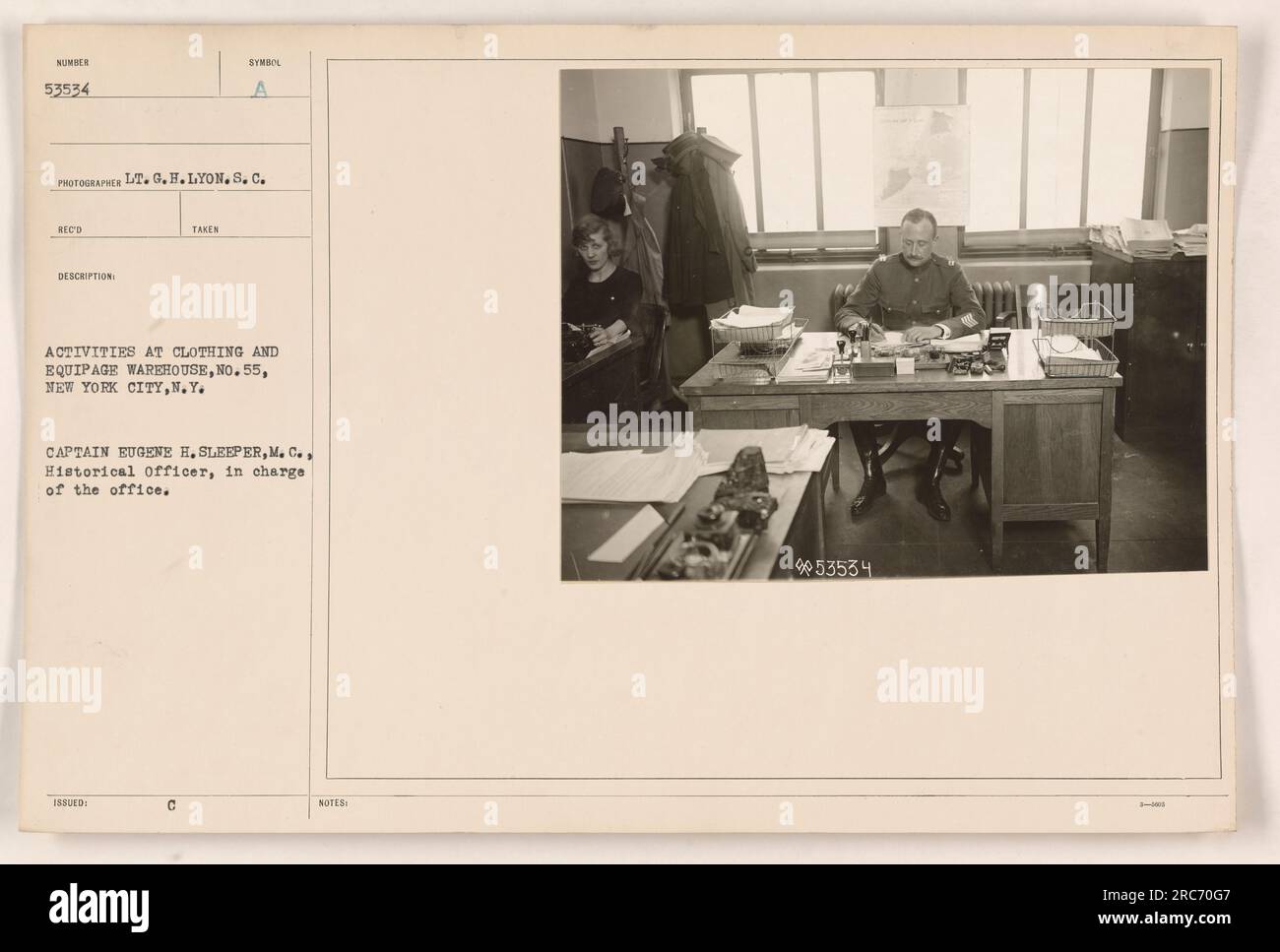 Captain Eugene H. Sleeper, M.C., the Historical Officer in charge of ...