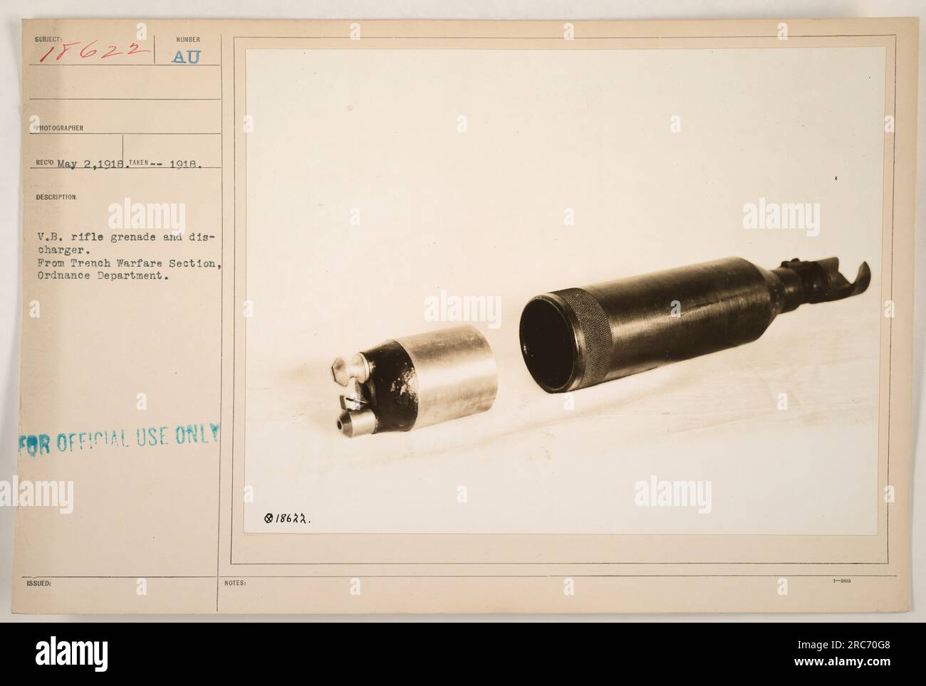 Soldiers demonstrating the use of the V.B. rifle grenade and discharger ...