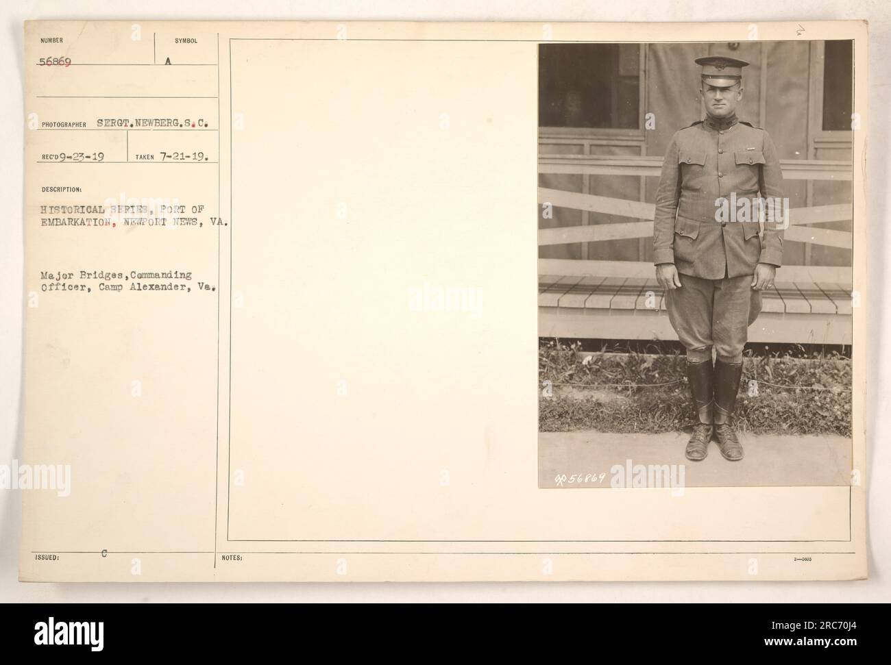 Major Bridges, the Commanding Officer at Camp Alexander in Newport News ...