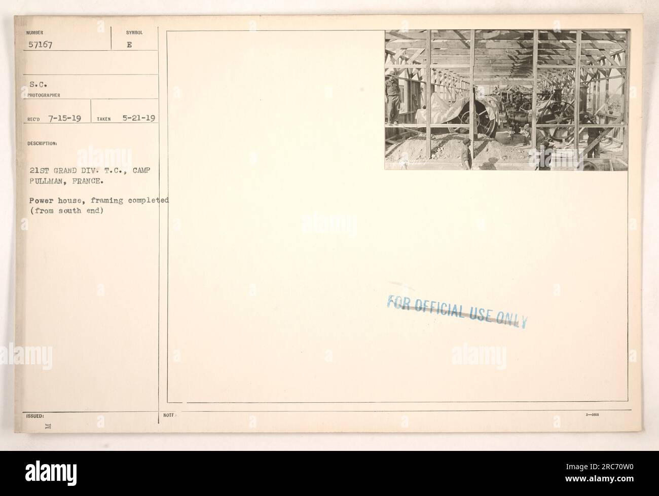 "Power house construction progress at Camp Pullman, France ...