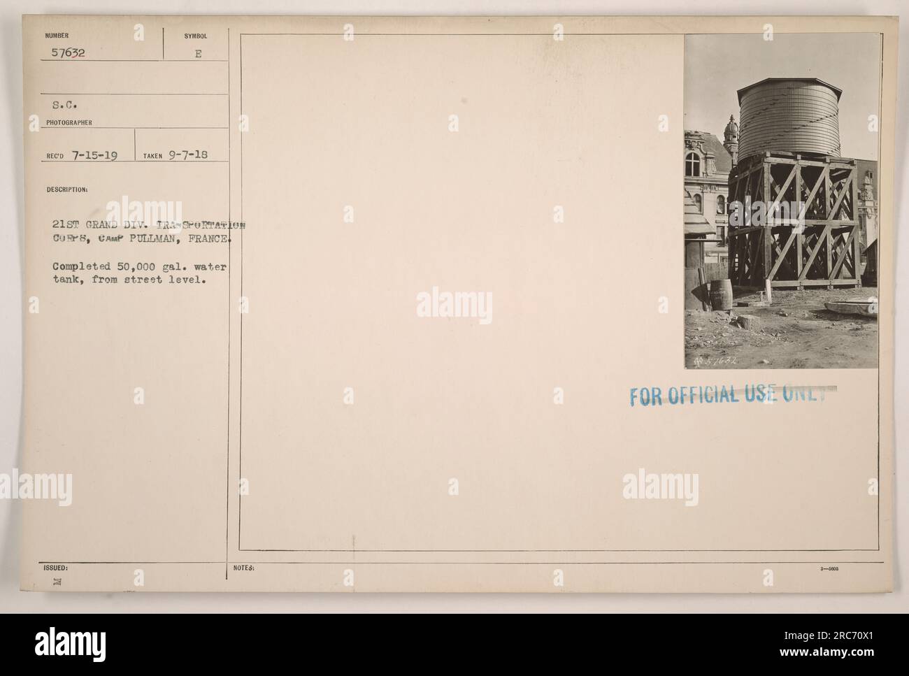 Image showing a completed 50,000 gallon water tank at Camp Pullman ...