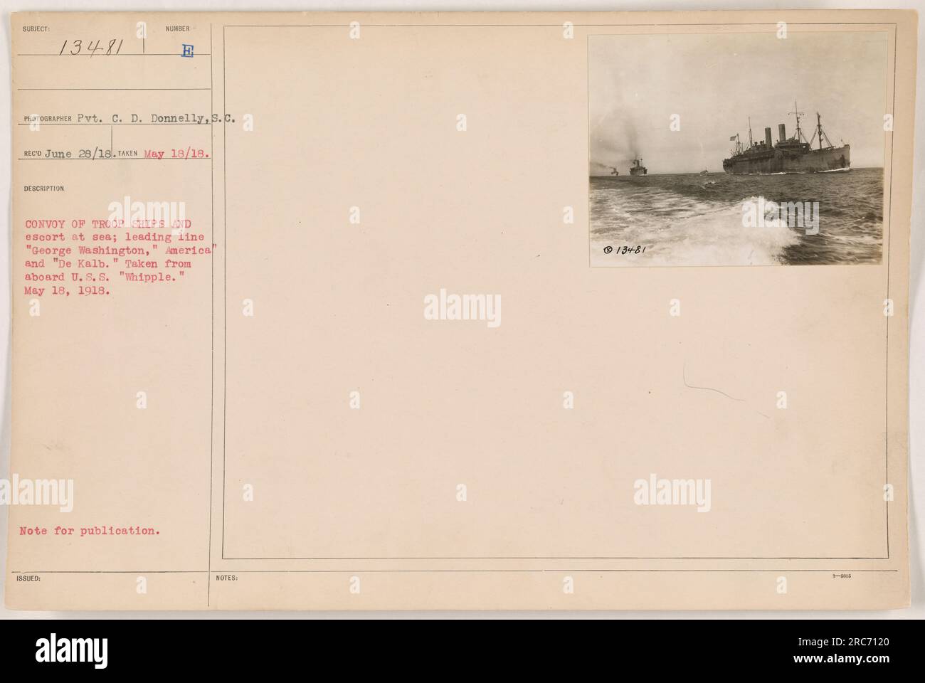 Convoy of troop ships and escort at sea, including "George Washington ...