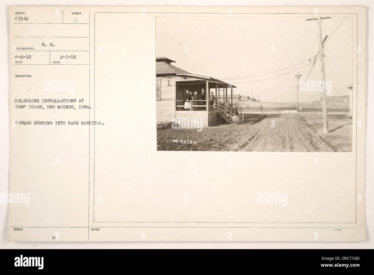 This photograph shows telephone installations at Camp Dodge, Des Moines ...
