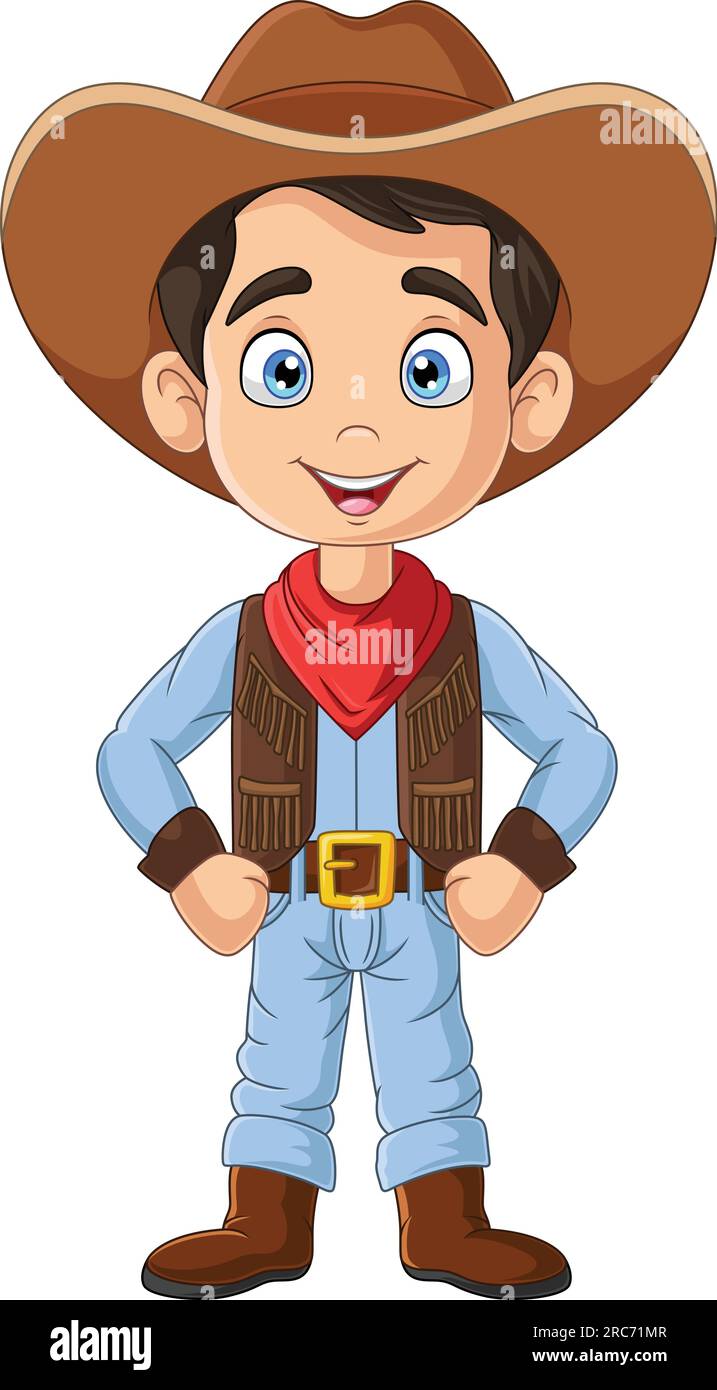 Cartoon happy cowboy on white background Stock Vector Image & Art - Alamy