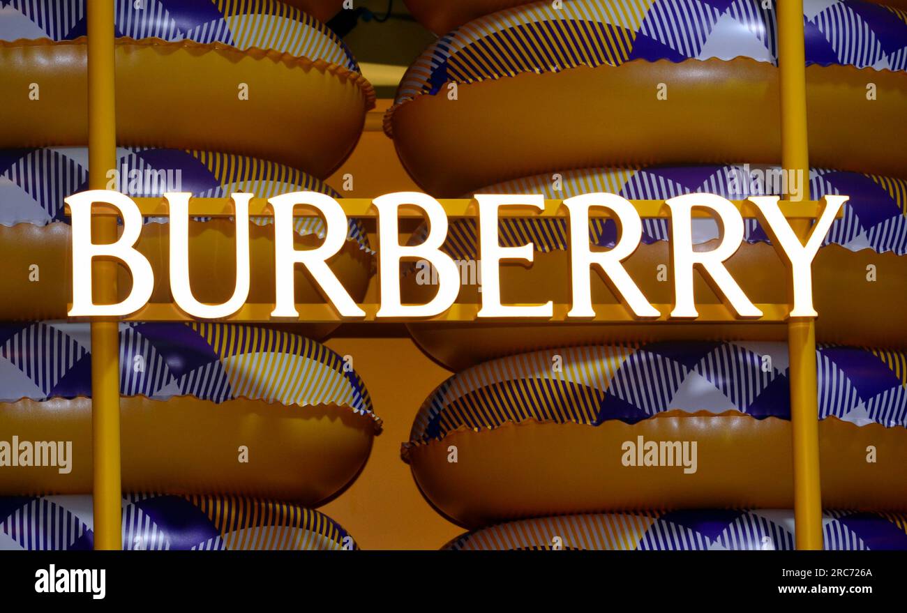 sign text signage branding on a Burberry shop or store Stock Photo - Alamy