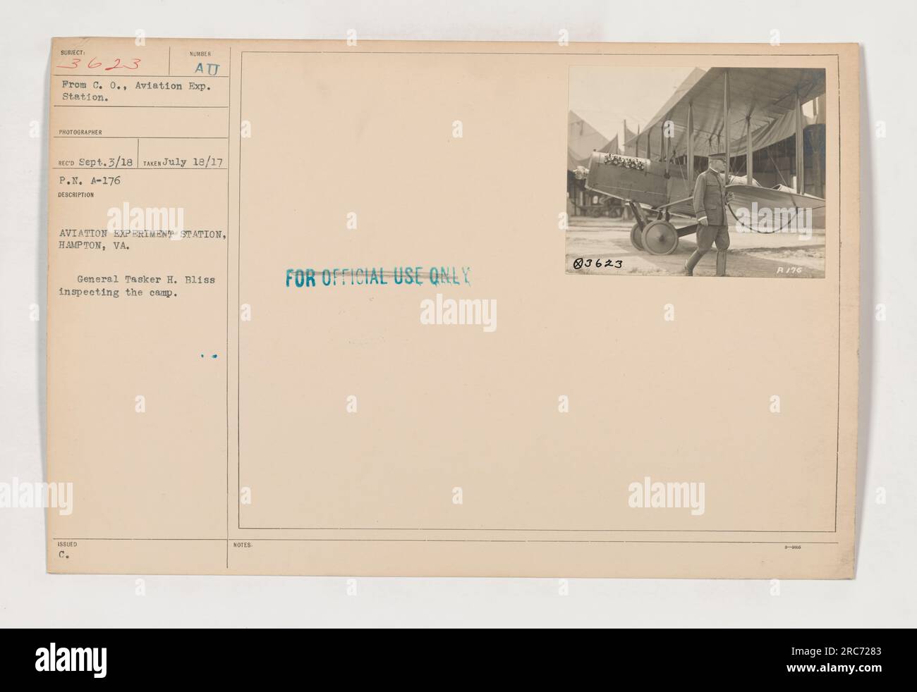 General Tasker H. Bliss inspecting Aviation Experiment Station in ...