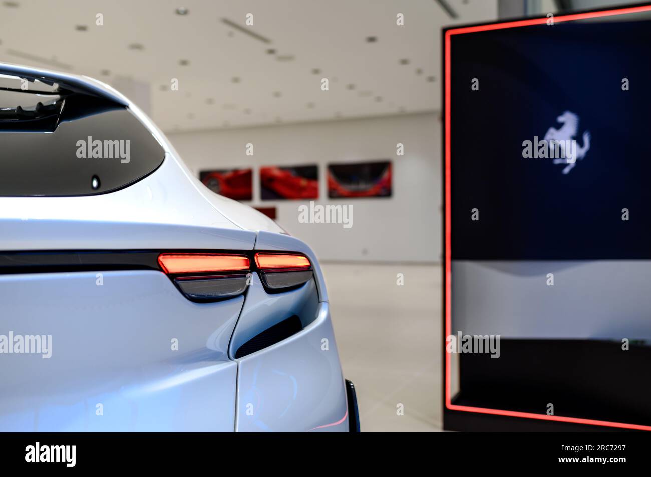 Ho Chi Minh city, Vietnam - July 2023. Ferrari Purosangue car showcase ...