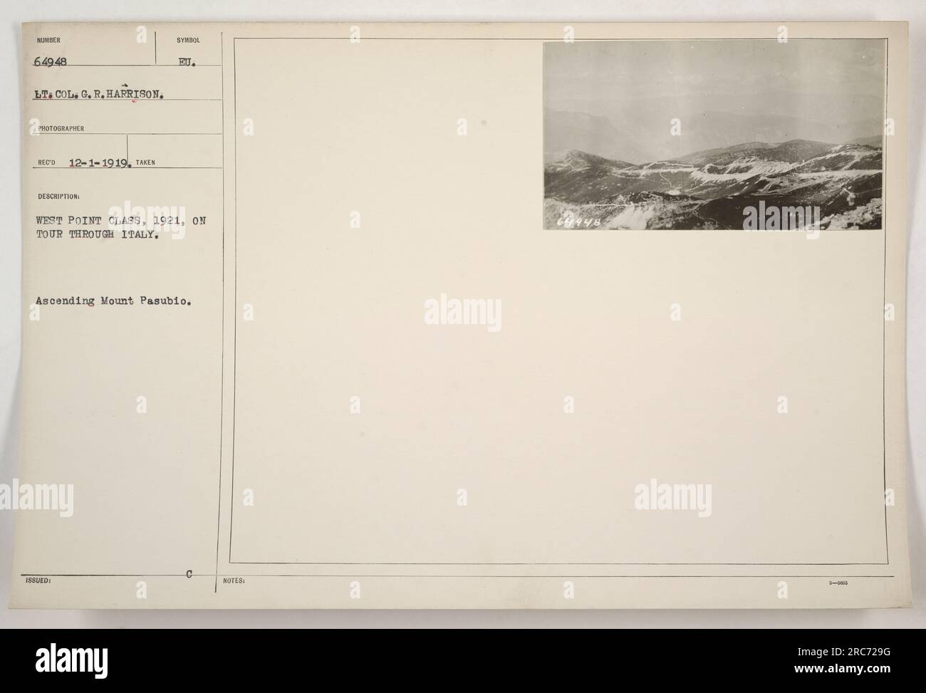 West Point Class of 1921 on a tour through Italy ascending Mount ...