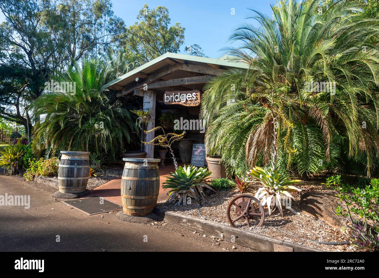 Exterior of the Bridges restaurant at the renowned Mt Uncle Distillery ...