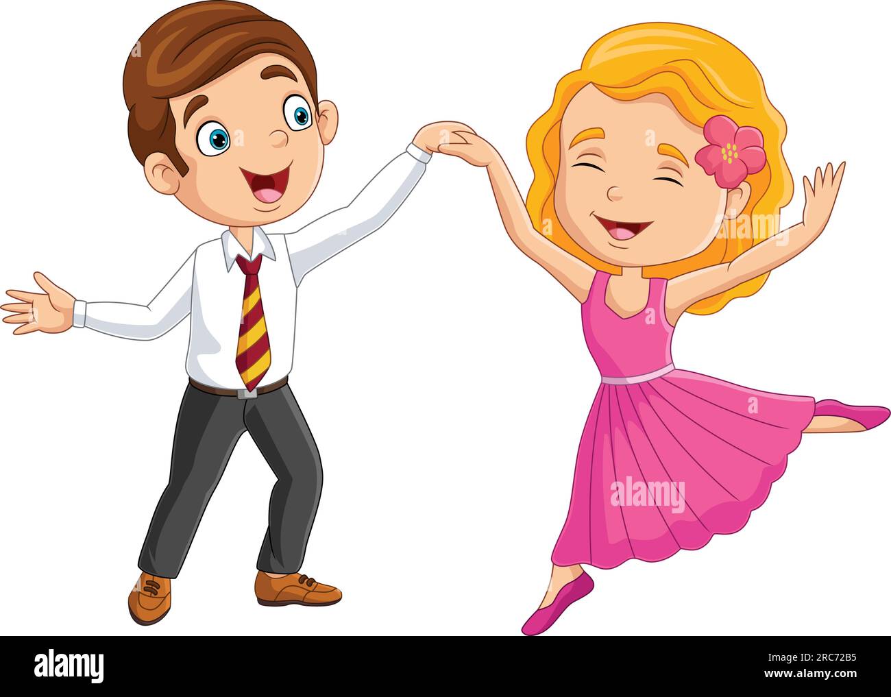 Boy and little girl dancing cartoon Stock Vector Images - Alamy