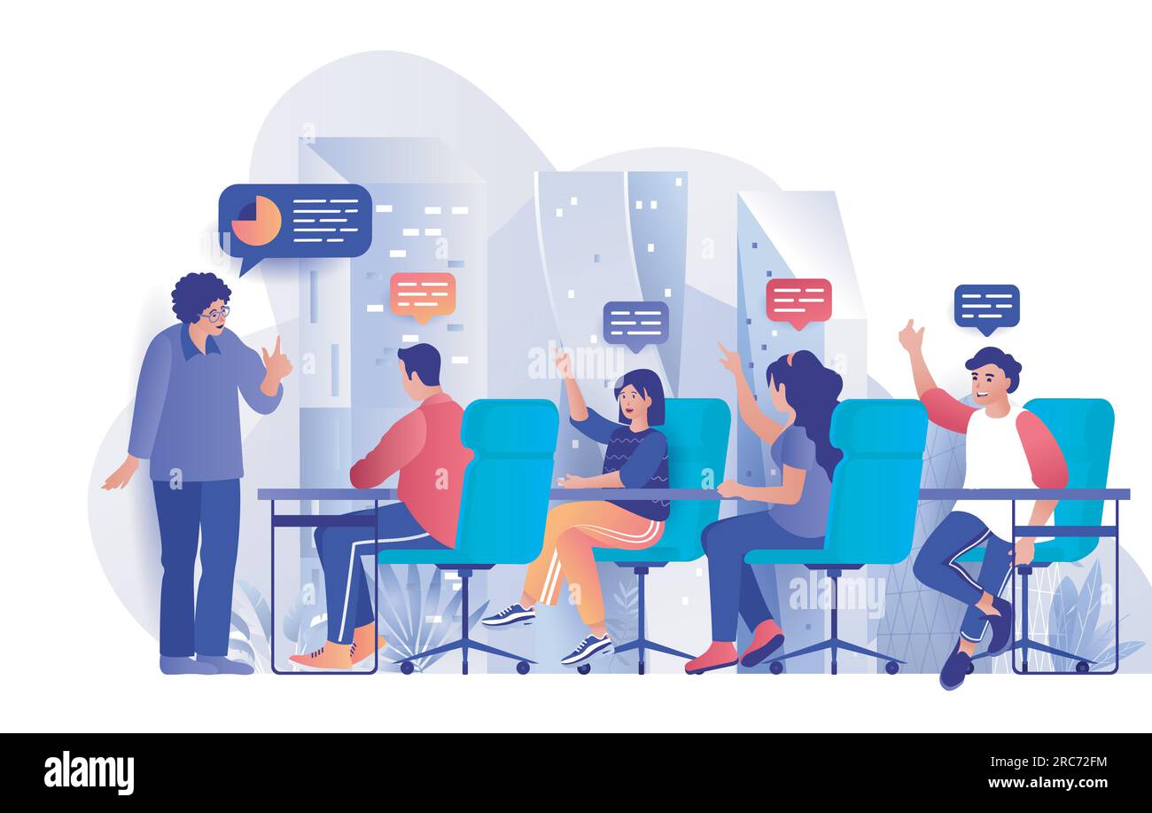 Research group discussion Stock Vector Images - Alamy