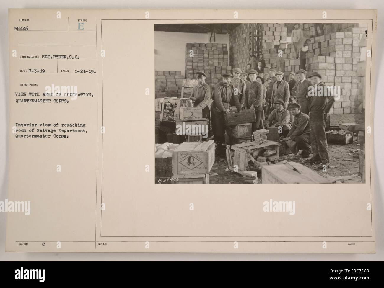 Interior view of the repacking room in the Salvage Department of the ...