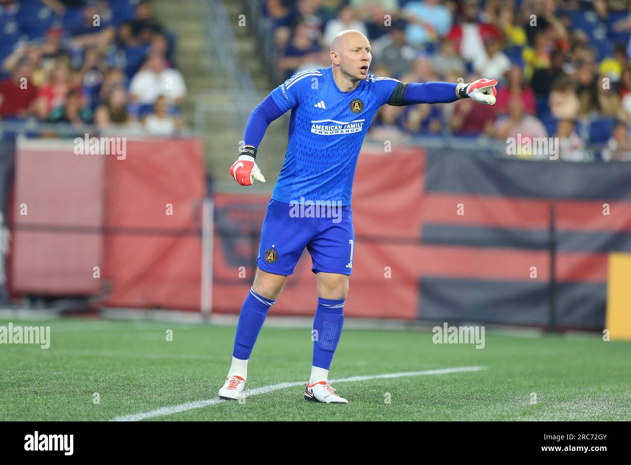 July 12, 2023; Foxborough, MA, USA; Atlanta United goalkeeper Brad ...