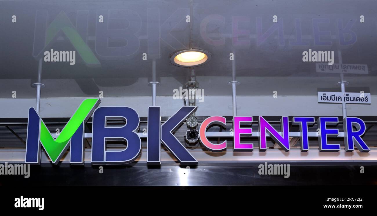 sign on MBK shopping centre or mall in Bangkok, Thailand Stock Photo ...