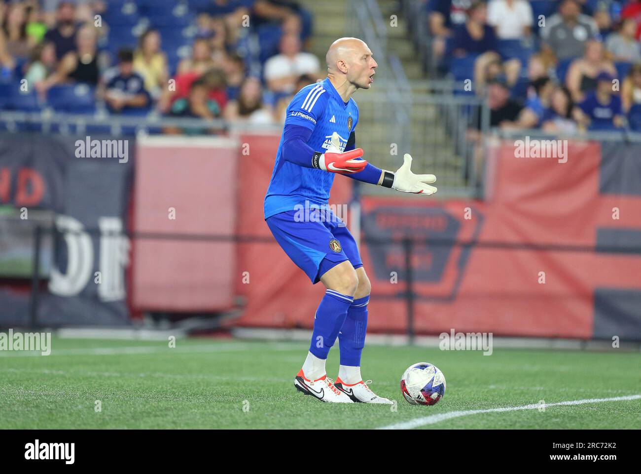 July 12, 2023; Foxborough, MA, USA; Atlanta United goalkeeper Brad ...