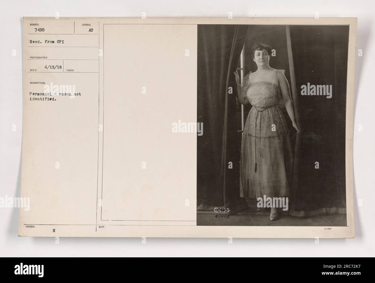 Unidentified woman from CPI photographed during World War I. Numbered ...