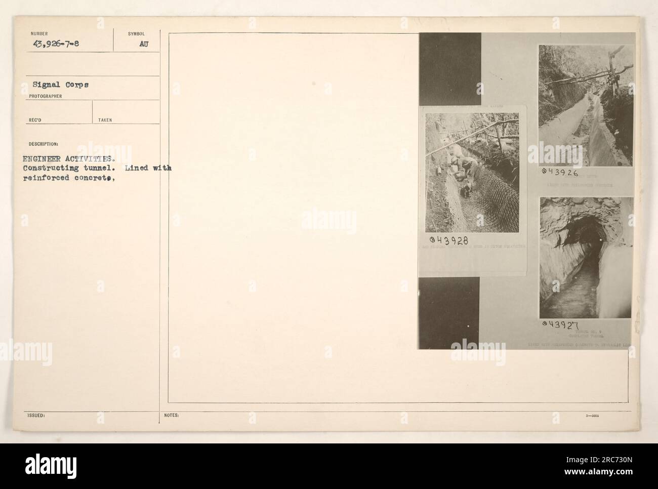 A photograph taken by the Signal Corps showing American engineer ...